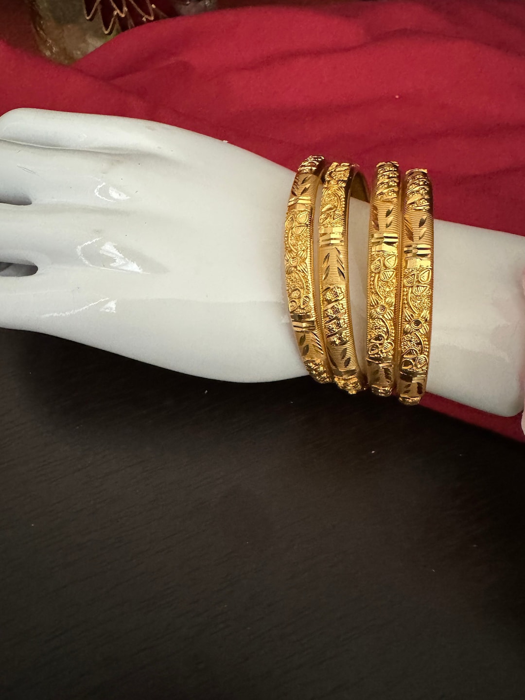 Gold Finish Bangle Set of 4: South Indian Jewelry - Etsy
