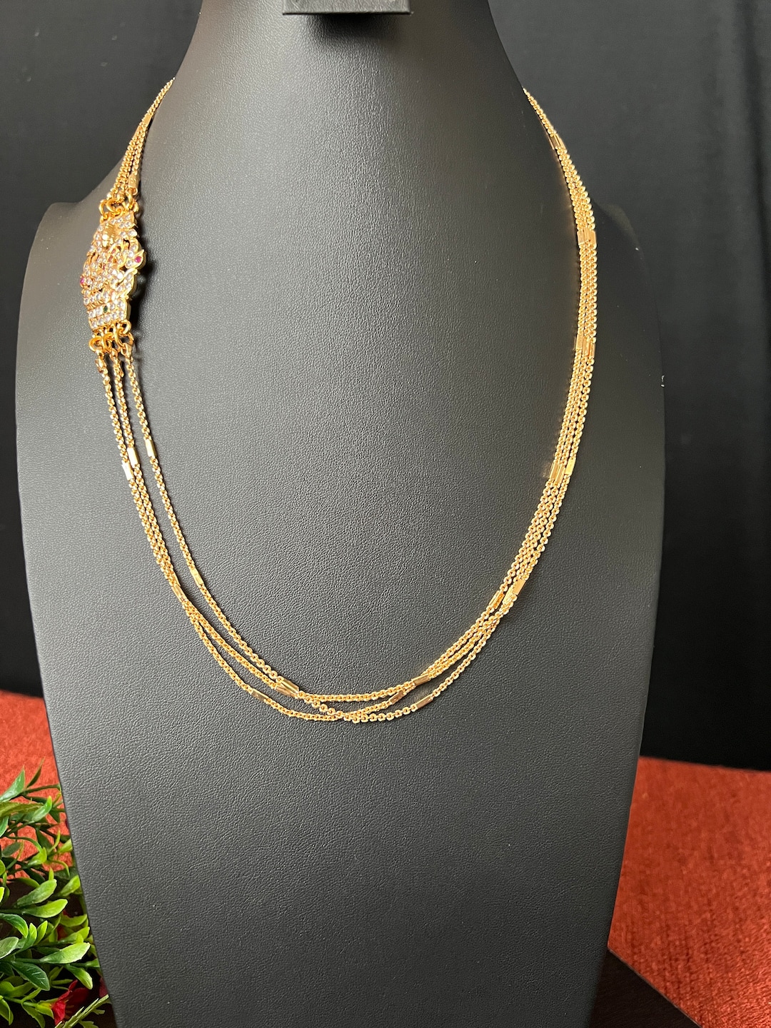 Chandra Haram Lakshmi Side Pendent Ruby AD Stones/traditional Trendy 3 ...