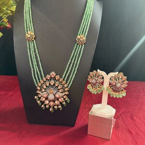 Mint Green Chatham Beads Haram: Victorian Peacock Indian Jewelry Set - Etsy