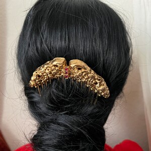 Hair Clip Flower Designer Comb Hair Clip/ruby Pink Matte Antique Gold ...