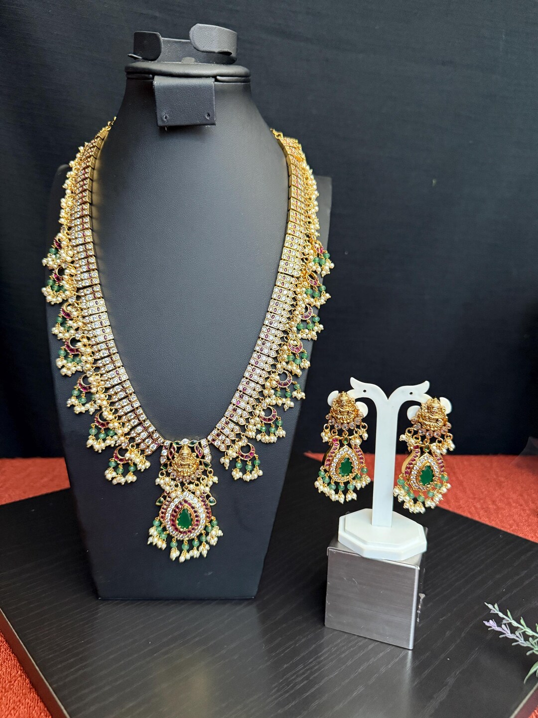 Guttapusala Long Haram/premium Quality/ruby Pink CZ Green Design Haram ...