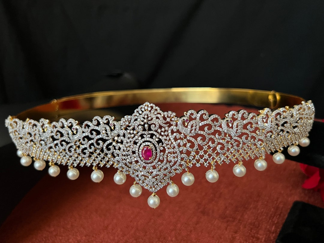 Saree Belt Hip Belt Peacock Design/ Micro Gold Dimond Finish Vadanam ...