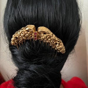 Hair Clip Flower Designer Comb Hair Clip/ruby Pink Matte Antique Gold ...