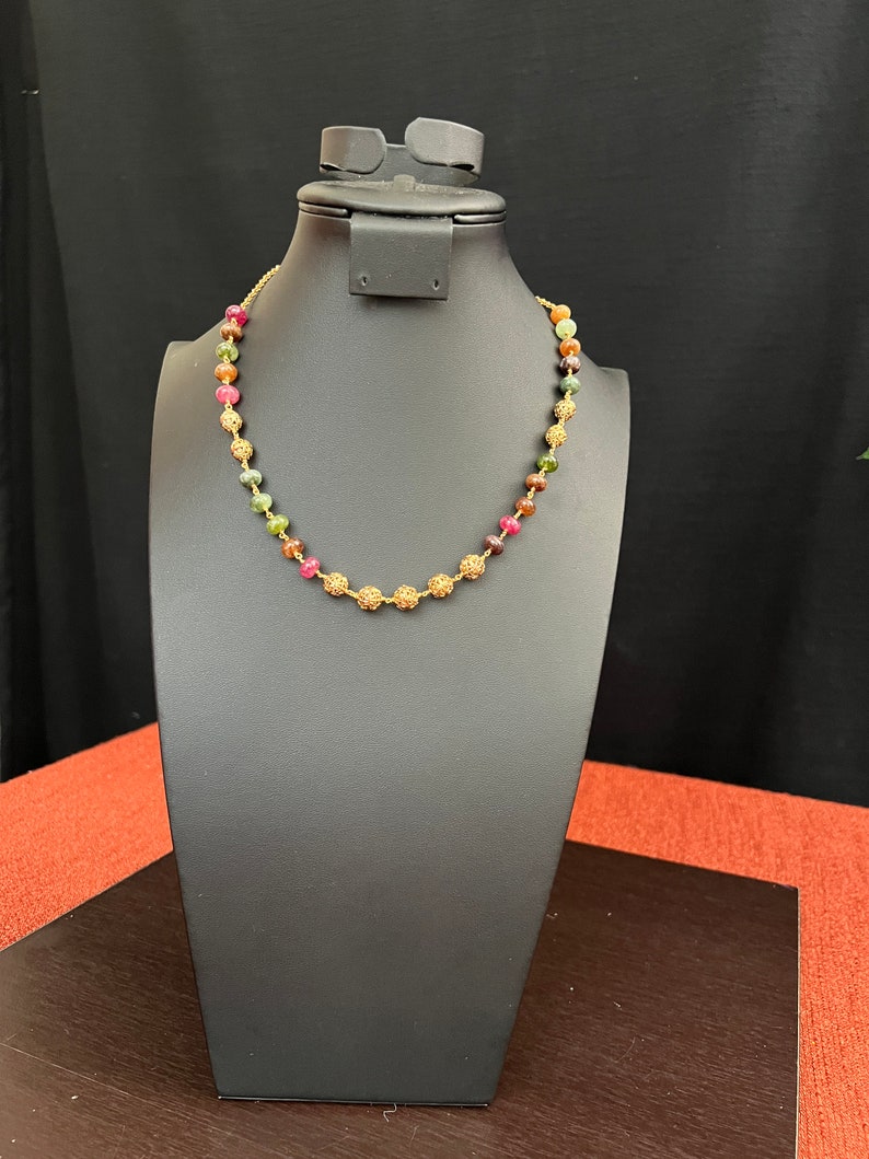 Nakshi Gold Bead Mala: Multi-color Gemstone Necklace, 18.9 Inch - Etsy