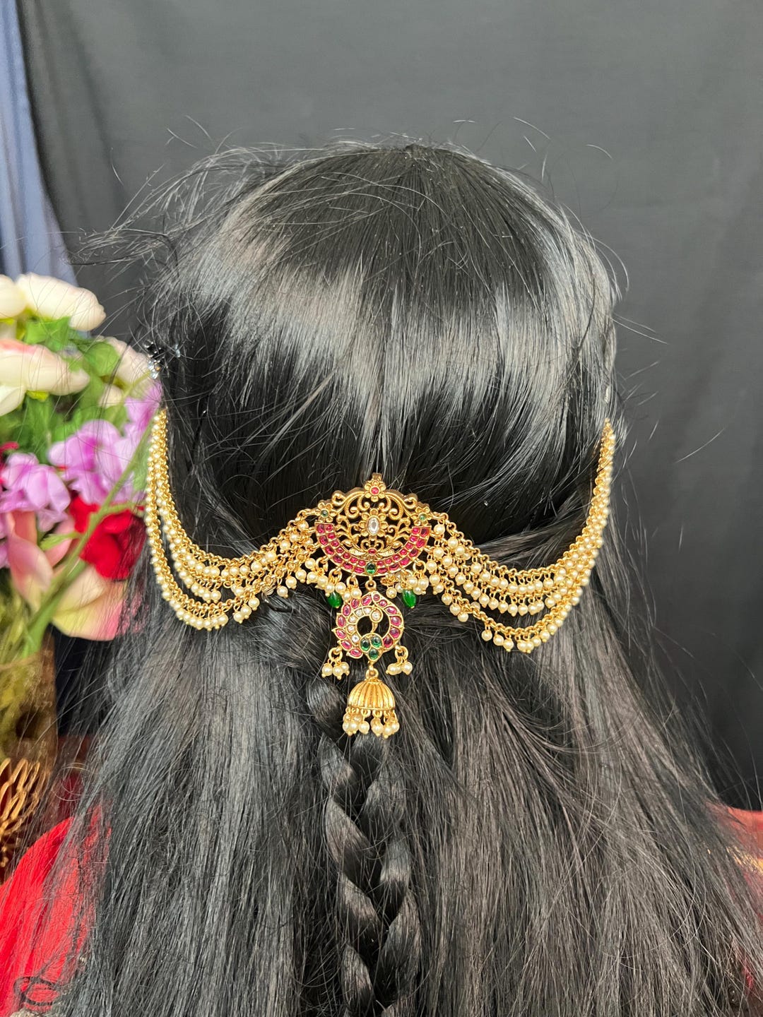 Antique Hair Pin Hanging Clip/premium Quality Peacock Ruby Pink Pearl ...