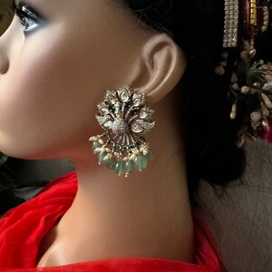 Mint Green Chatham Beads Haram: Victorian Peacock Indian Jewelry Set - Etsy
