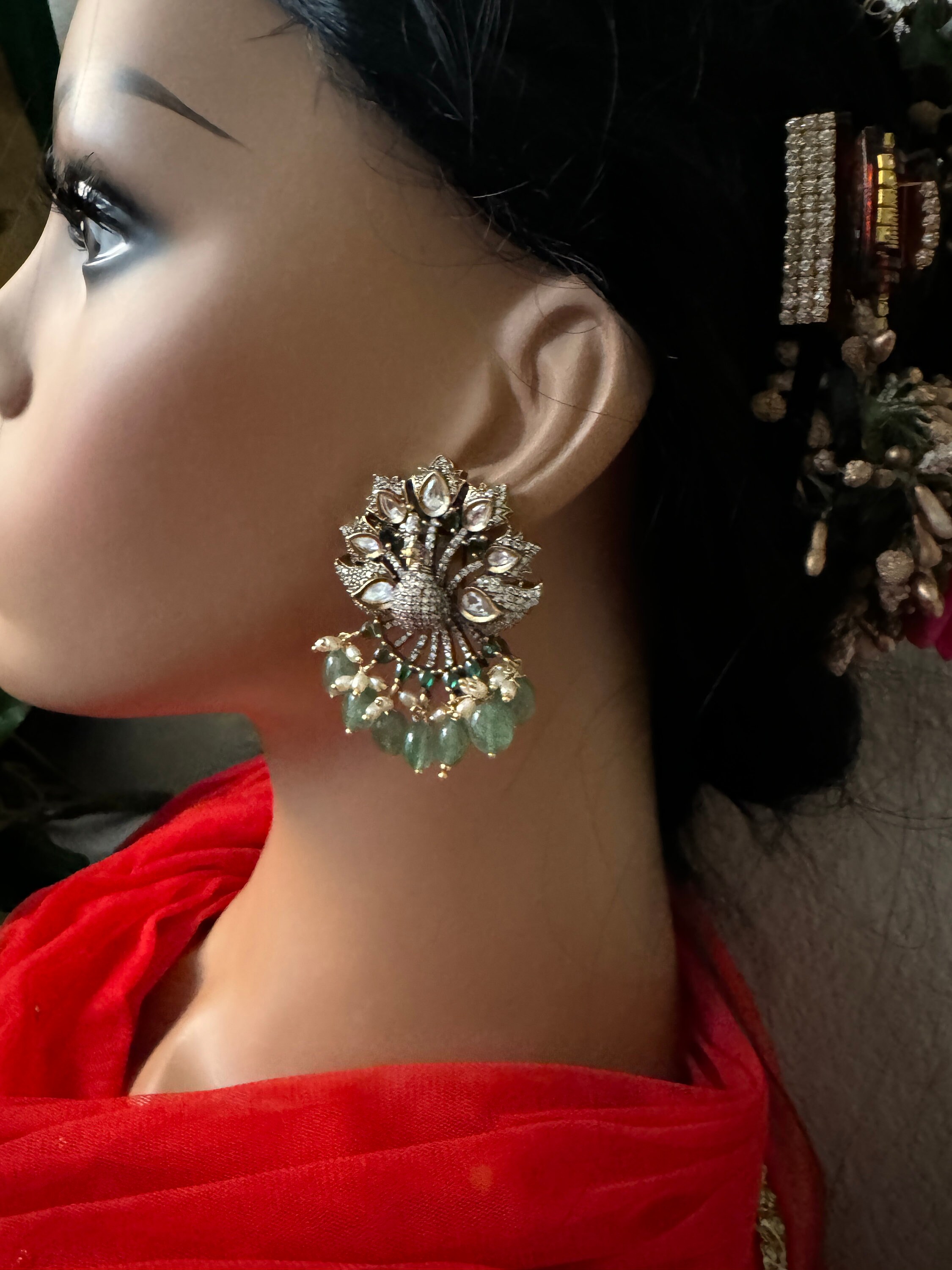 Mint Green Chatham Beads Haram: Victorian Peacock Indian Jewelry Set - Etsy