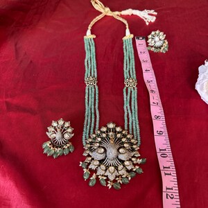 Mint Green Chatham Beads Haram: Victorian Peacock Indian Jewelry Set - Etsy
