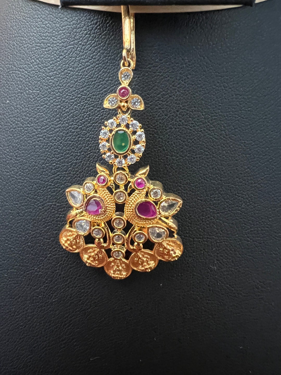 Maang Tikka Kemp Gold Finish / Mangtikka Small / Goddess Laxmi Peacock ...