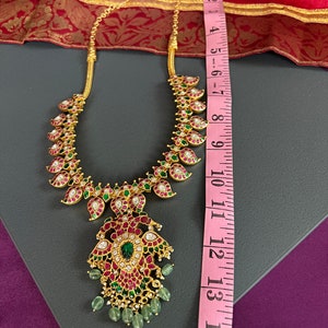 Jadau Necklace Red Green Jadau Kundan Gold Finish/mango Mala Haram 28 Inches /mint Green Beads ...