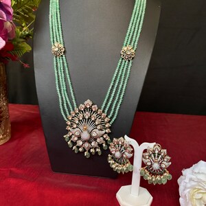 Mint Green Chatham Beads Haram: Victorian Peacock Indian Jewelry Set - Etsy