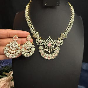 AD Peacock Designer Pink Neckless Set/premium Qualitytwo Tone GJ Finish ...