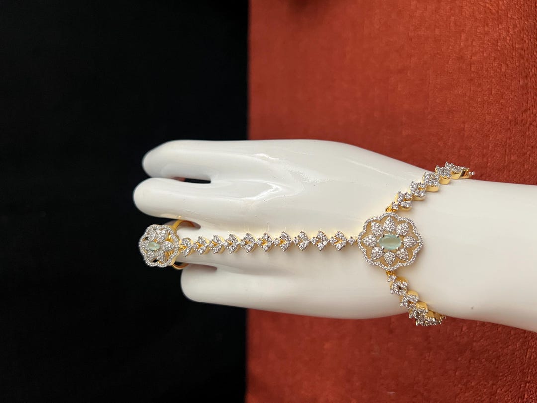 Mint Green AD Hathphool/bracelet Ring Adjustable Small/single One/hand ...