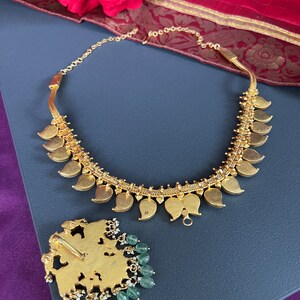 Jadau Necklace Red Green Jadau Kundan Gold Finish/mango Mala Haram 28 Inches /mint Green Beads ...