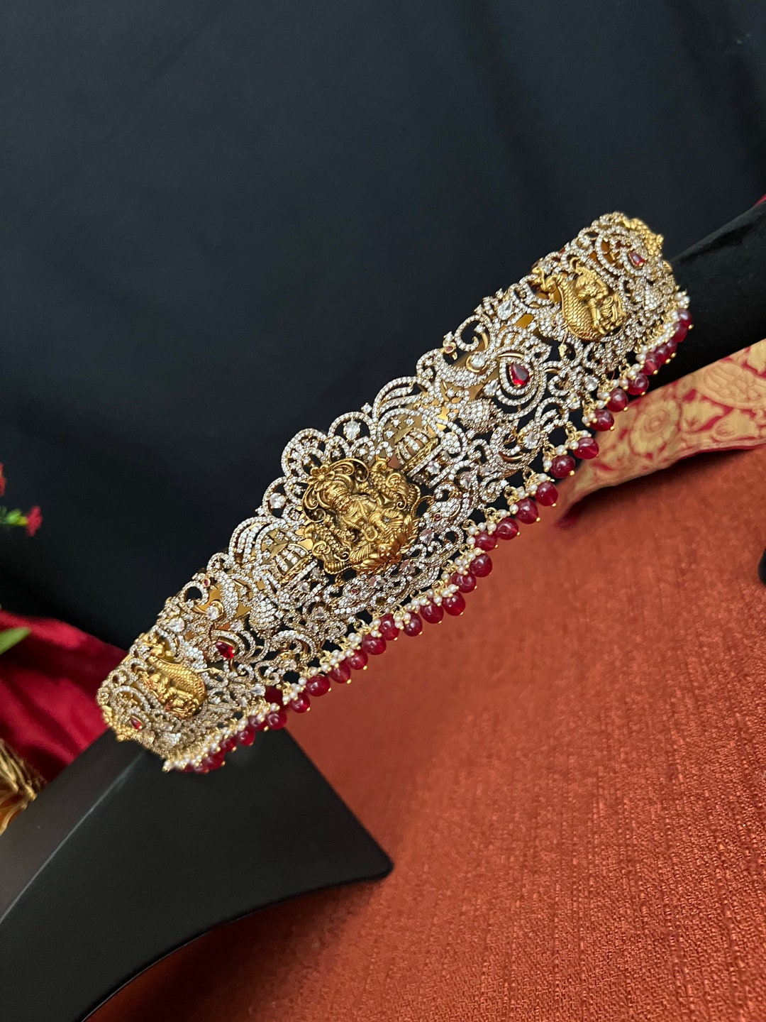 Victorian Saree Belt: Antique Gold Finish Goddess Lakshmi, Devi/peacock ...