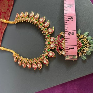 Jadau Necklace Red Green Jadau Kundan Gold Finish/mango Mala Haram 28 Inches /mint Green Beads ...