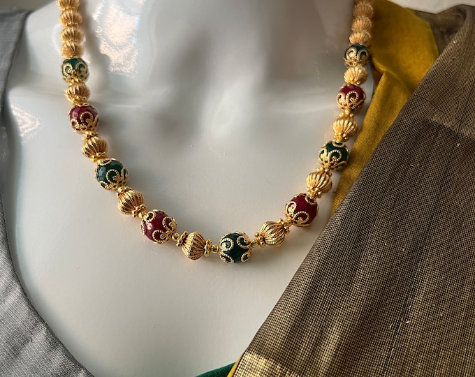 Long Gold Plated Matar Mala Necklace/indian Long Necklace/pakistani ...