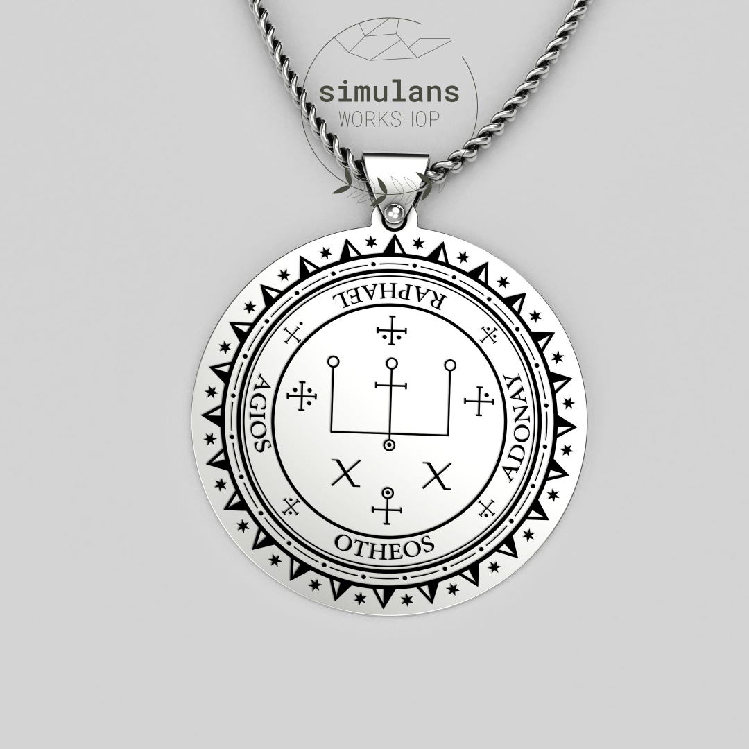925 Sterling Silver Archangel Raphael Sigil Necklace – Healing ...