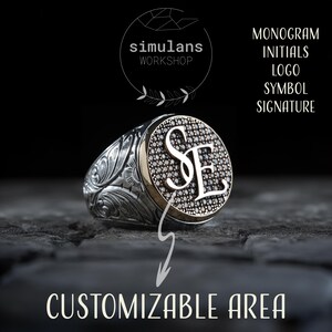 Customizable Sterling Silver Men's Ring With Initials Personalized ...