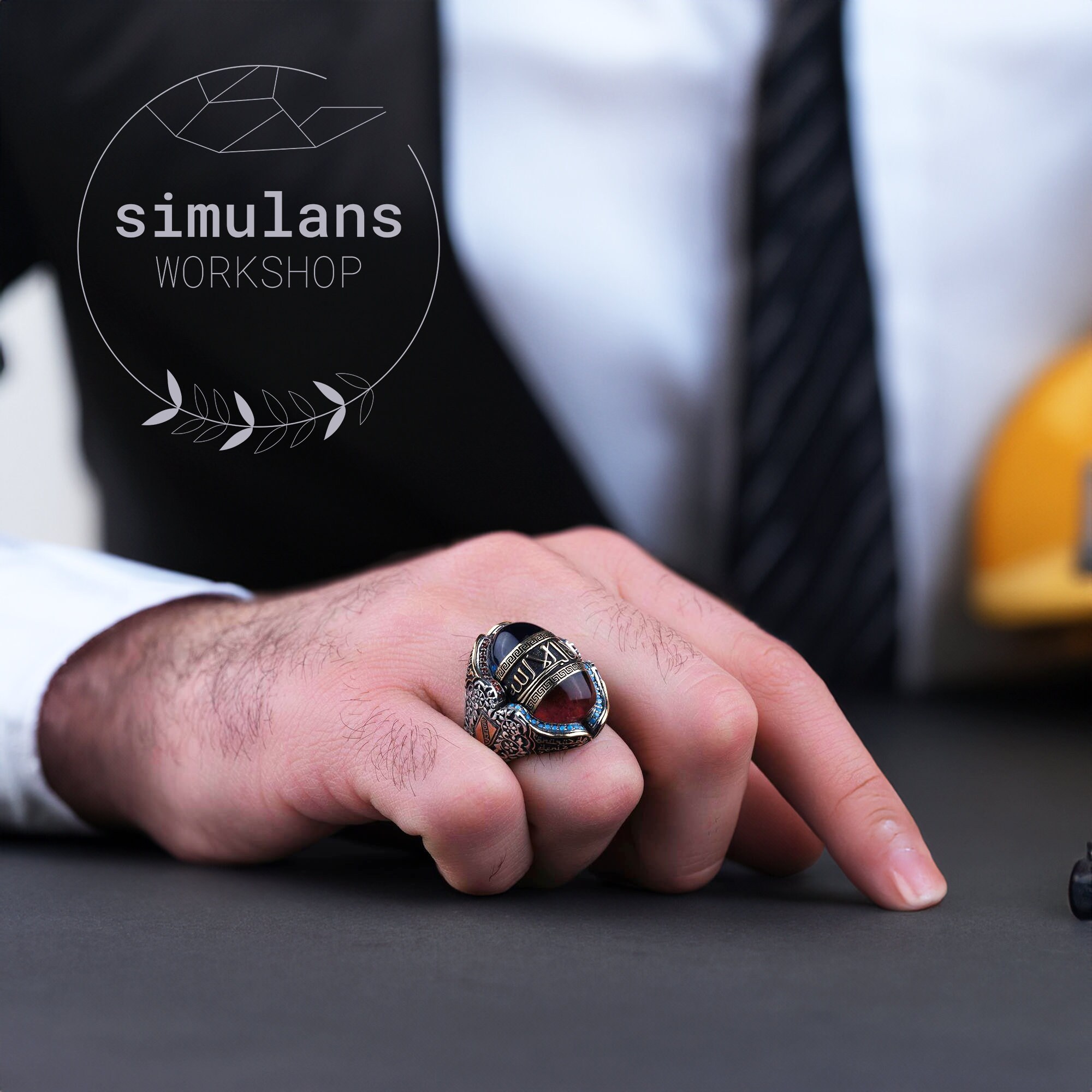 Andalusian Glory Bespoke Silver Men's Ring, Custom Engraving ...