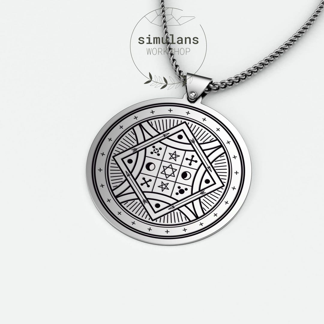 Celestial Grid Sigil Pendant – Sterling Silver Occult Amulet ...