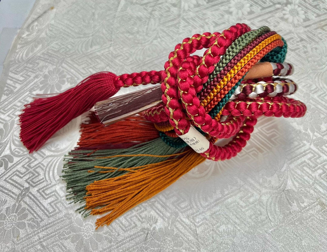 Unused Kumihimo Japanese Cord for Furisode Kimono, Autumn Color Obijime ...