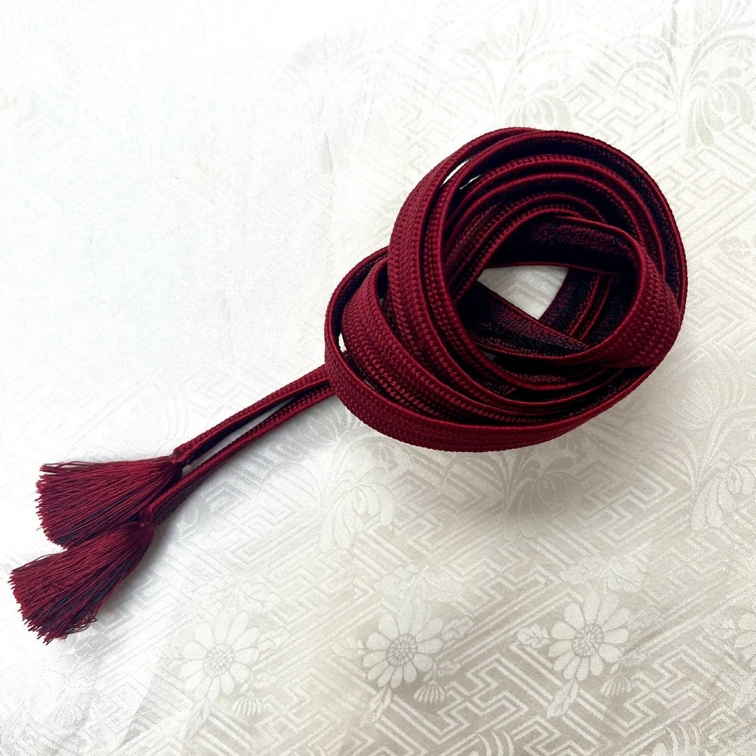 Flat Obijime Dark Red Obijime Kimono Accessories Kimono - Etsy