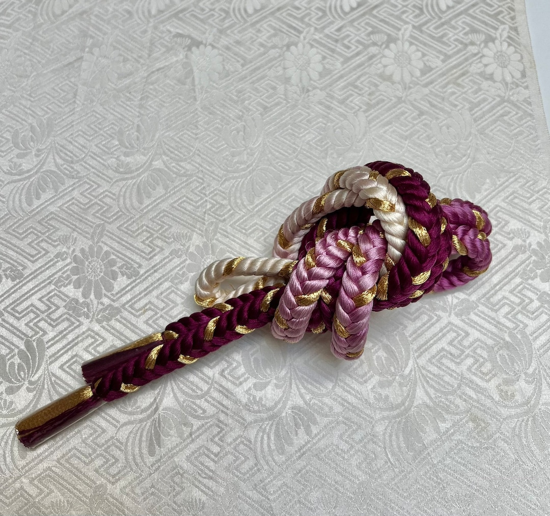 Vintage Unused Obijime, Purple Gradation With Gold Thread Braided ...