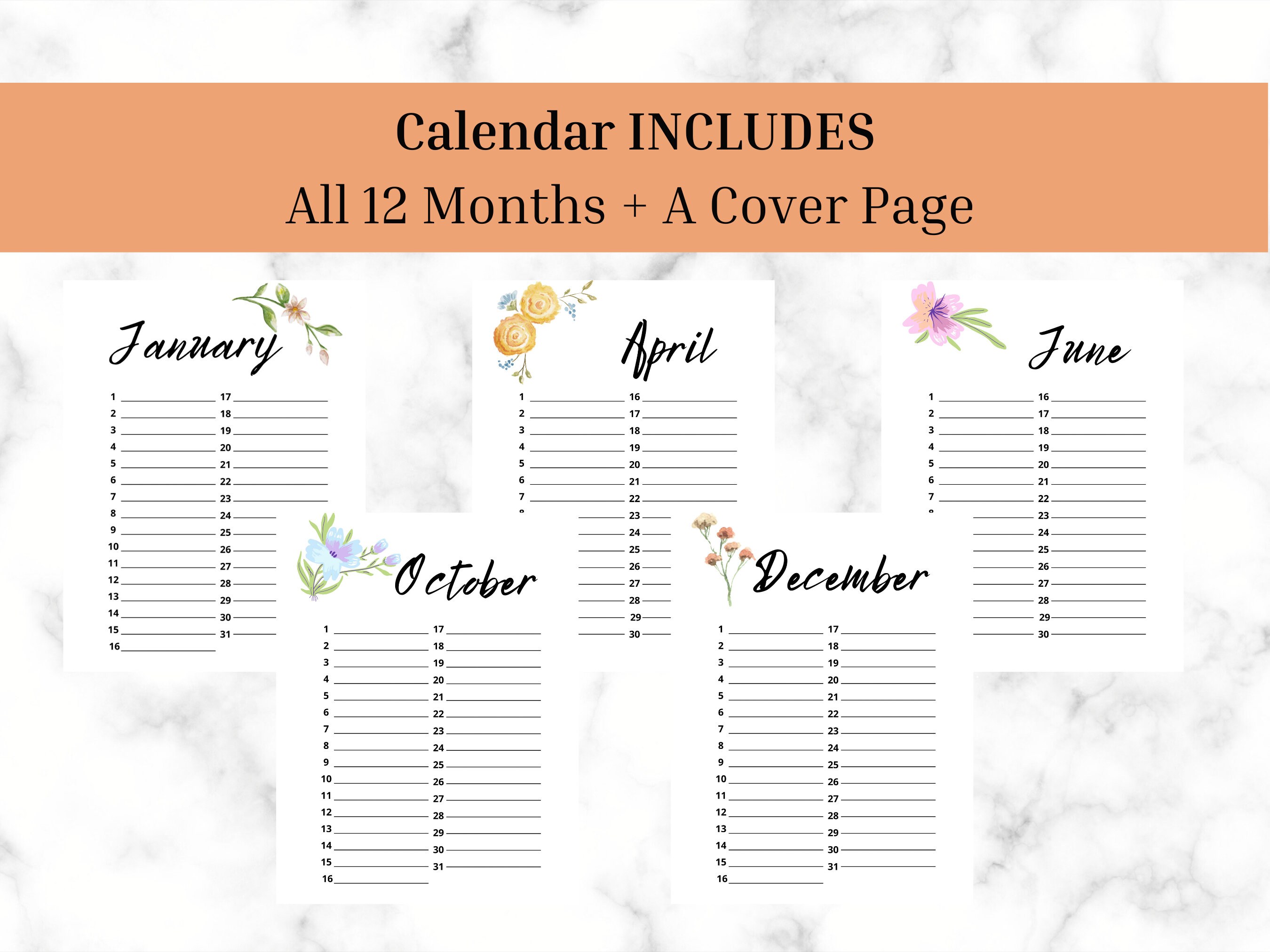 Printable Birthday Calendar | Annual Events | Floral Calendar ...