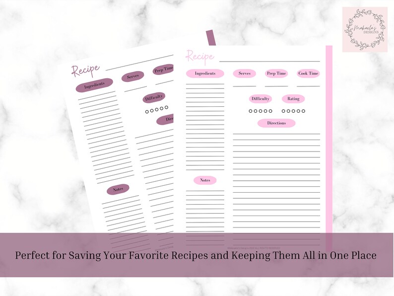 Recipe Page Printable | Recipe Template | Printable Recipe Card Page ...