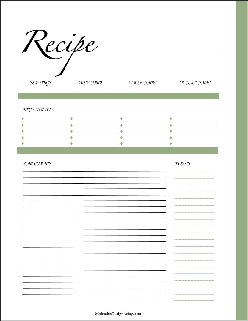 Printable Recipe Page | PDF Download Recipe Sheet | Recipe Pages ...