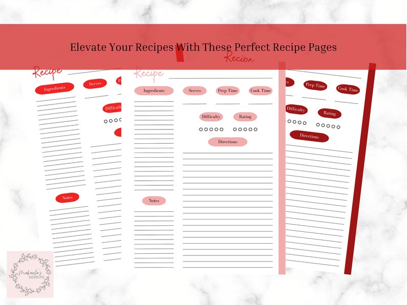 Recipe Page Printable Recipe Template Printable Recipe Card Page ...