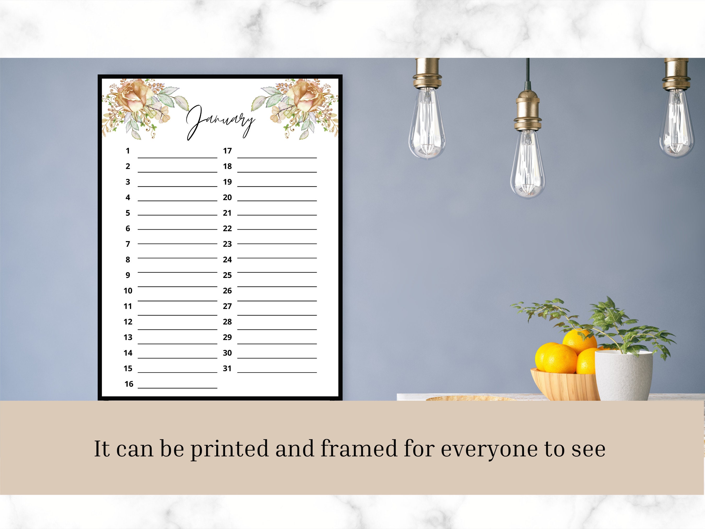 Printable Birthday Calendar | Annual Events | Beige Floral Calendar ...