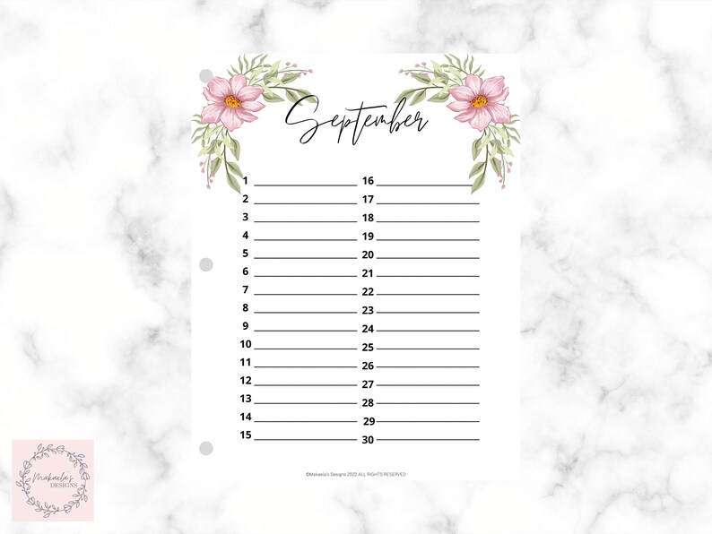 Printable Birthday Calendar Annual Events Pink Floral Calendar ...