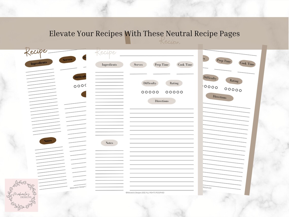 Recipe Page Printable Recipe Template Printable Recipe - Etsy