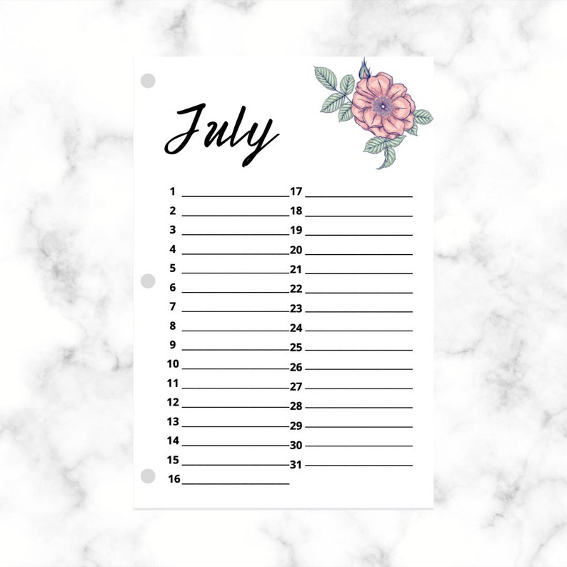 Printable Birthday Calendar | Annual Events | Floral Calendar ...