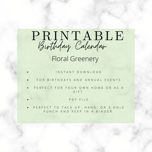 Printable Birthday Calendar | Annual Events | Botanical Calendar ...