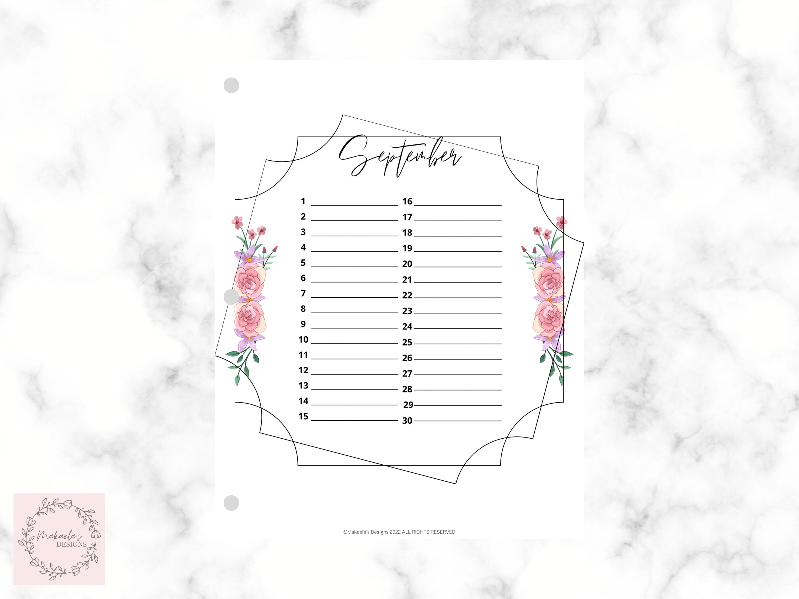 Printable Birthday Calendar | Annual Calendar | Pink Floral Calendar ...