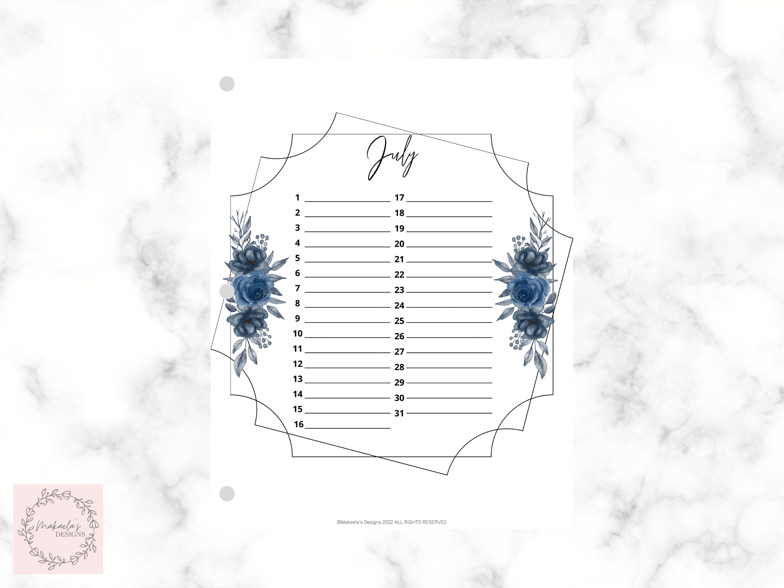 Printable Birthday Calendar | Annual Calendar | Pink Floral Calendar ...