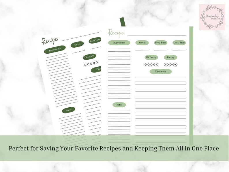 Recipe Page Printable | Recipe Template | Printable Recipe Card Page ...