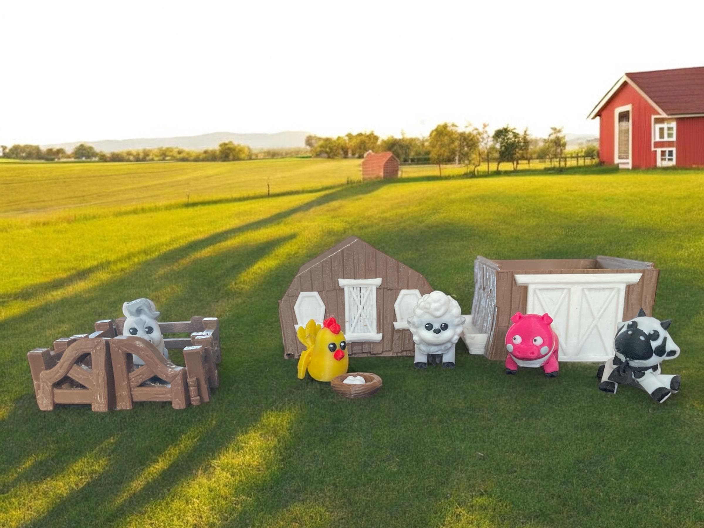 Mini Barn Play Set Farm Animals Farm Toys Minis 3D Printed Minis Farm ...