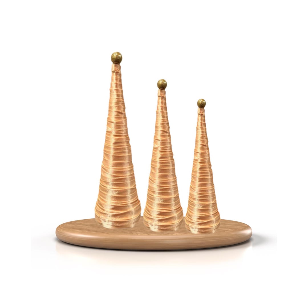 Satin Gold Tabletop Cone Tree, Elegant Gold Tree for Christmas, Mantle ...
