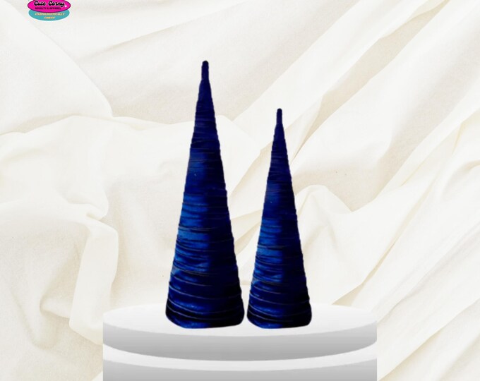 Navy Blue Satin Cone Christmas Tree: Elegant Holiday Centerpiece - Etsy