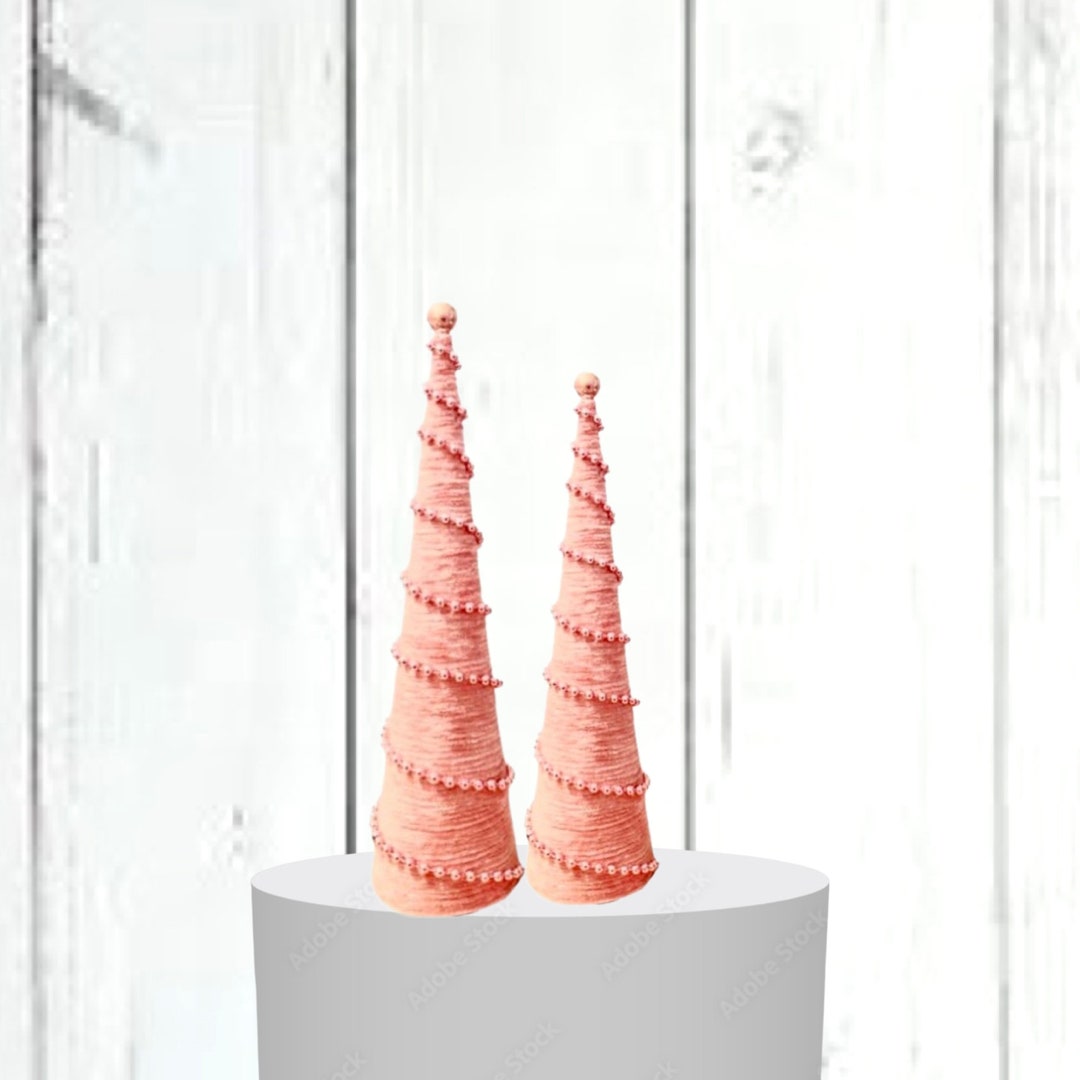 Rose Pink Cone Tree, Tabletop Tree, Wedding Decor, Mantle Decorations ...