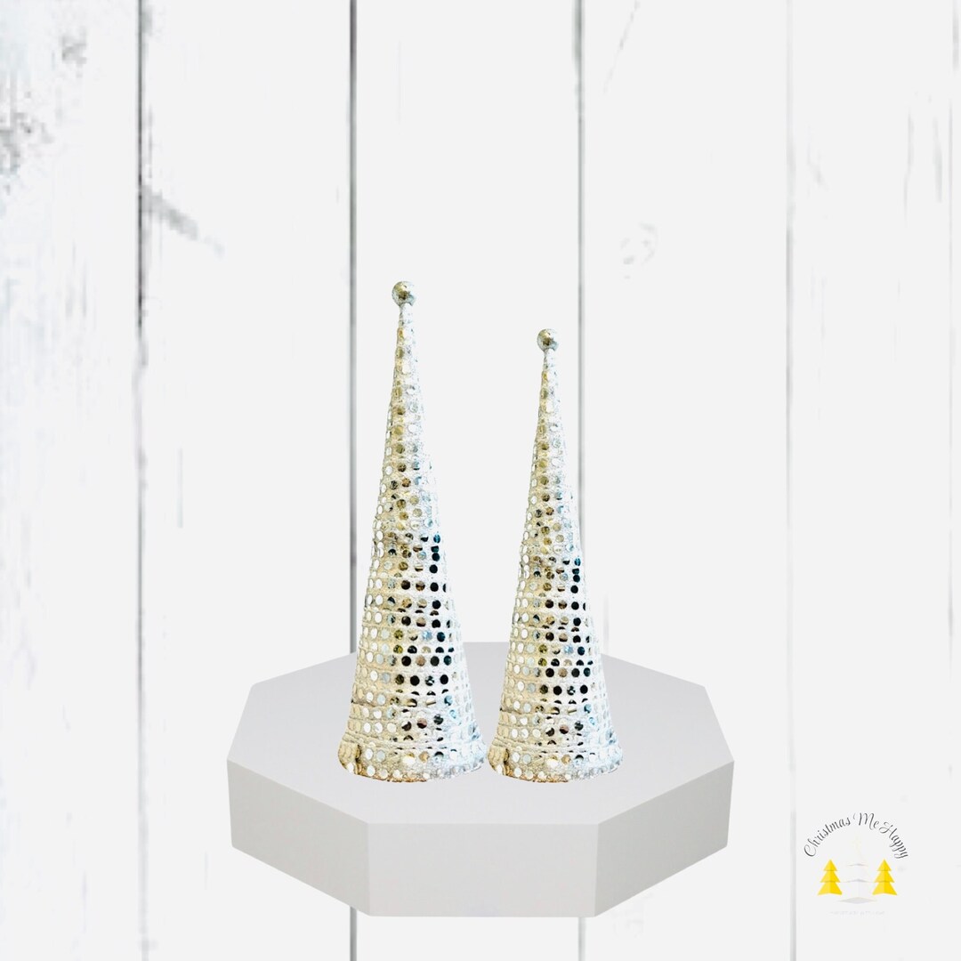 Silver Cone Christmas Tree, Silver Glitter Tree Decorative Tree, Fabric ...