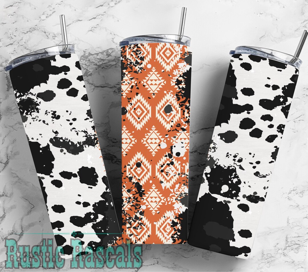 Aztec Cow Print 20oz Sublimation Tumbler Wrap Digital File PNG Download ...
