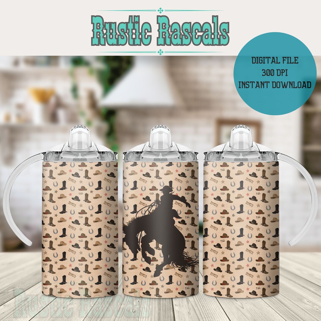 Western Cowboy Rider 12oz Sippy Cup Wrap Digital Sublimation File PNG ...