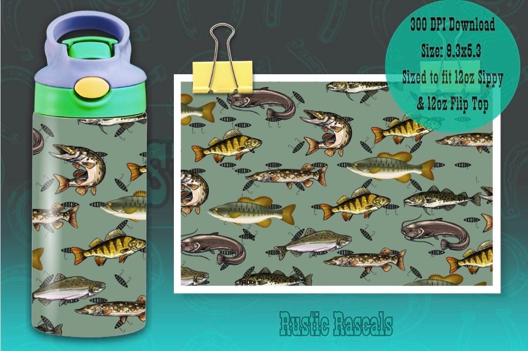 Kids Fishing 12oz Sippy Cup Flip Top Cup Wrap PNG Sublimation, Boys ...