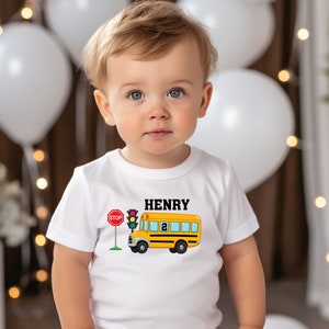 Customizable Birthday School Bus Shirt, Shirt for Kids-baby, Toddlers ...