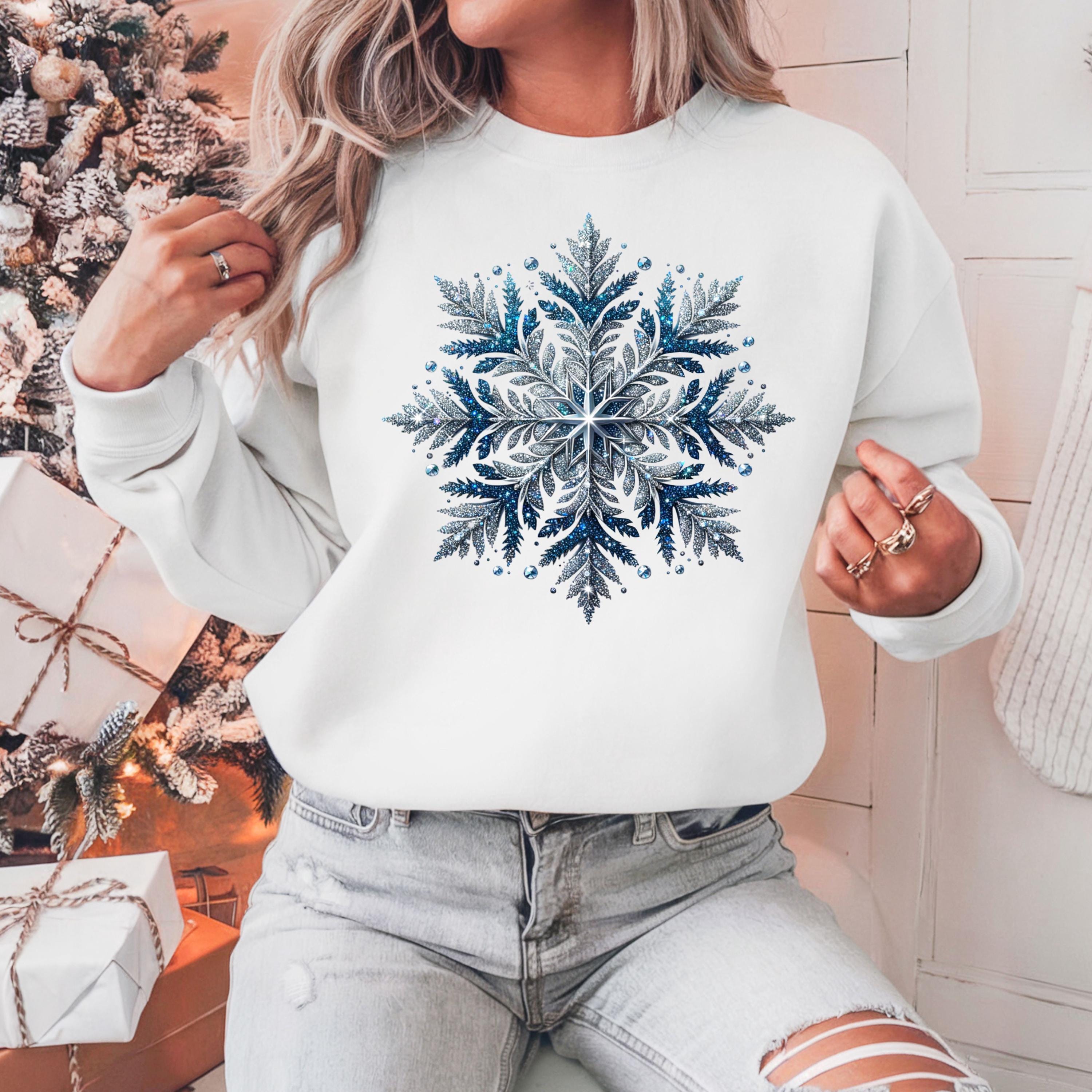 Blue Snowflake Sweatshirt, Snowflake Christmas Shirt, Christmas Gifts ...